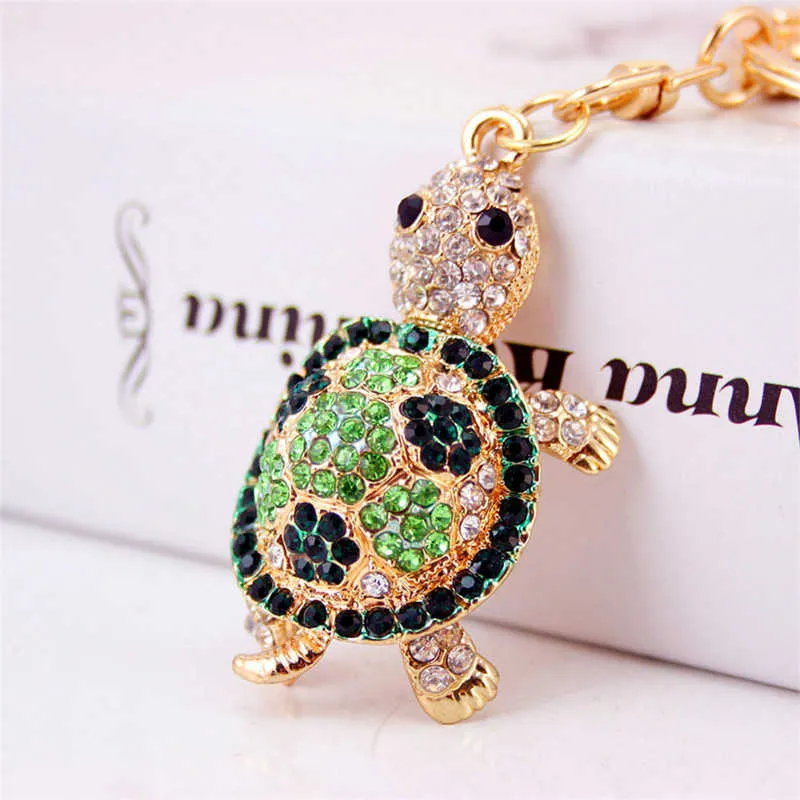 Fantasy Gold Rhinestone Torch Keychain With Animal Turtle Design ...