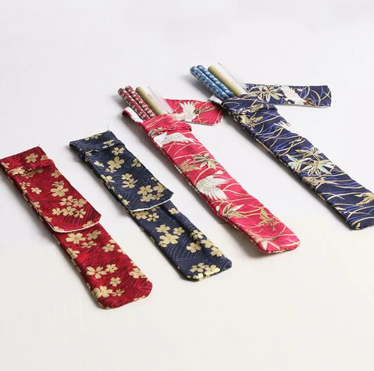 Travel Chopsticks & Holder Set Portable Japanese Style Cloth Chopsticks ...