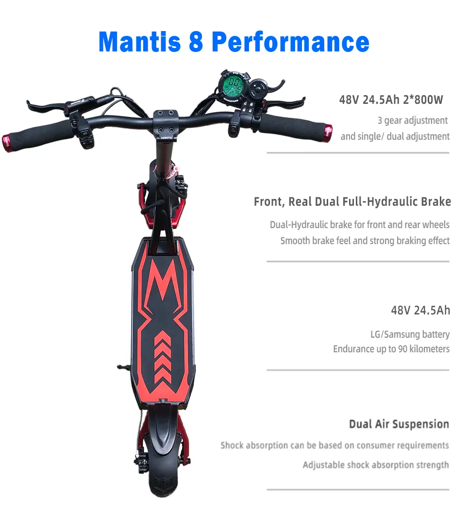Exonération De TVA Kb Mantis8 800W * 2 DualMinimotors 48V / 24.5Ah 75Km Range 50Km / H ...