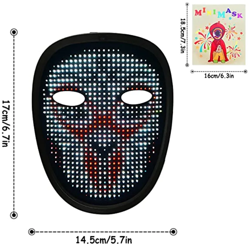 Light Up Masks: Kids' LED Cosplay Mask With Gesture Sensing, Face ...