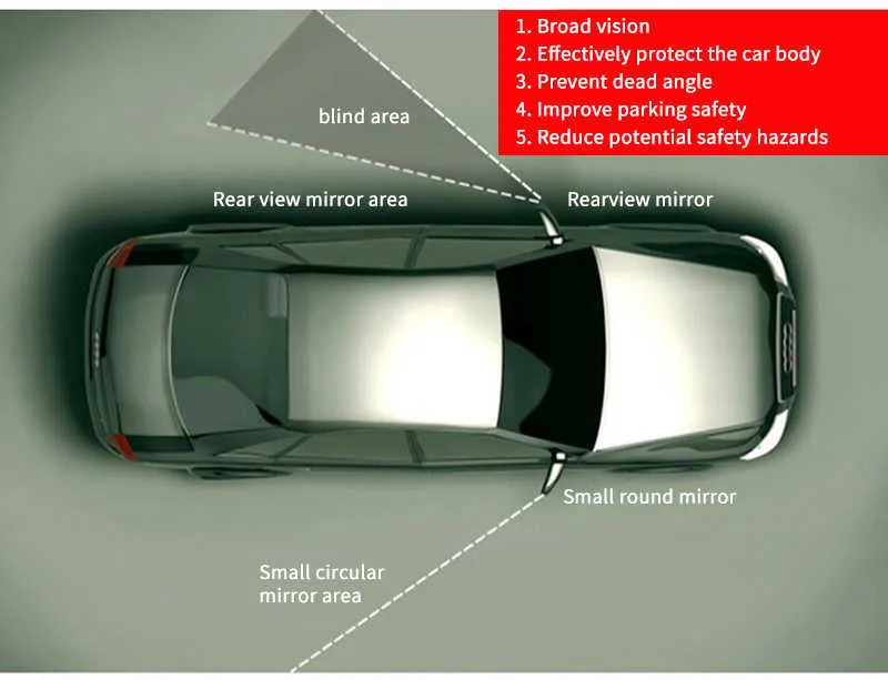 HD Wide Angle Adjustable Convex Rearview Mirror For Rimless Car Parking ...