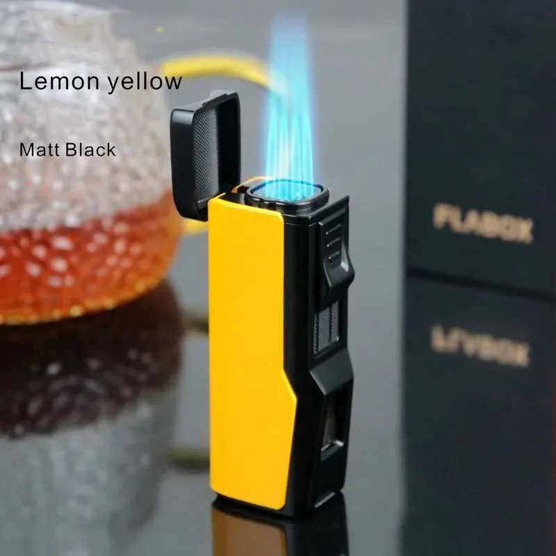 Windproof Butane Gas Lighter With Turbo Power, Blue Flame, And Cigar ...