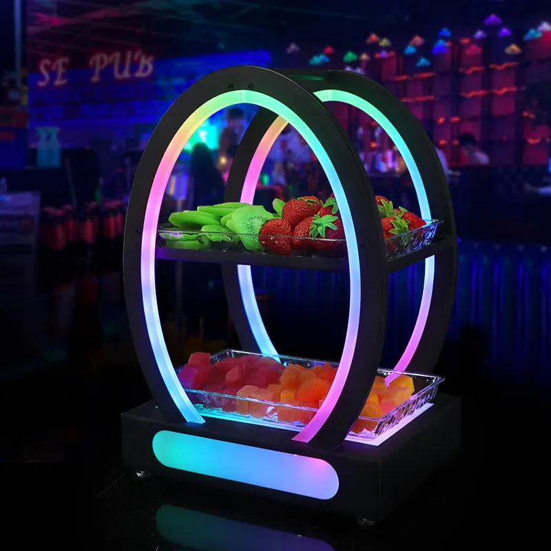 Three Tiered Serving Tray Stainless Steel Illuminated Bar Stand With 3 ...