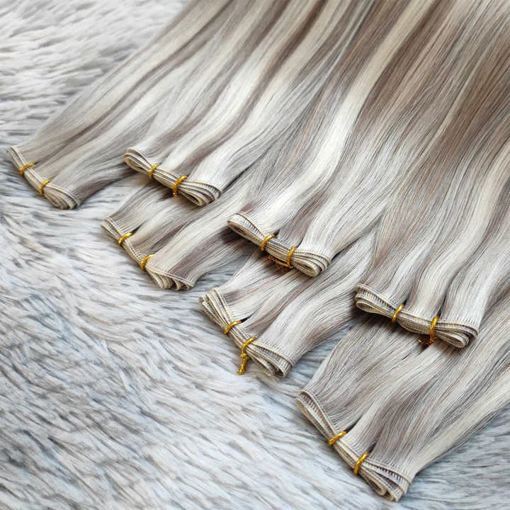 Invisi Weft Hair Extensions: Highlighted Mini Weft Russian Virgin Human ...