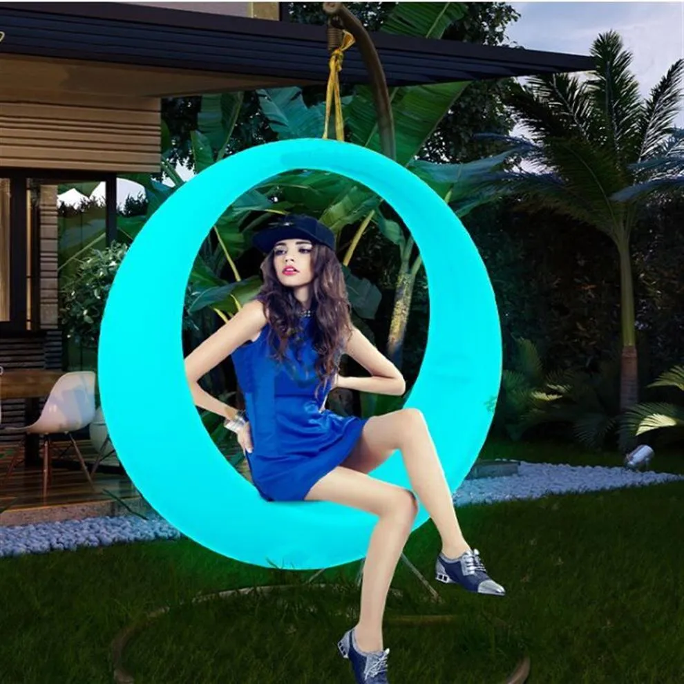 VillaGarden Outdoor LED Swing Cushioned Chair Indoor/Outdoor, Egg ...