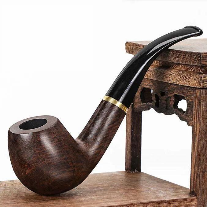 Latest Ebony Solid Wood Hand Smoking Wooden Cigarette Pipe 2 Styles ...