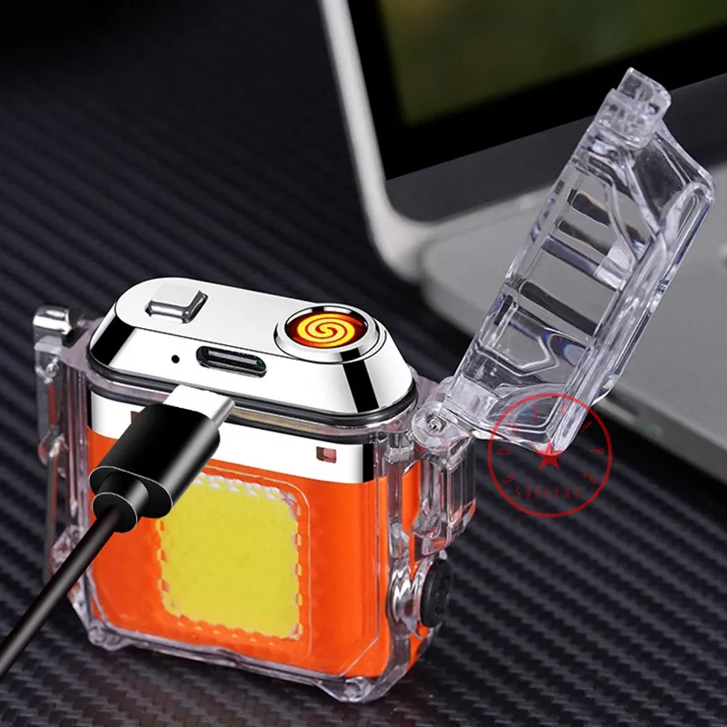 Latest USB Smoking Colorful Transparent Shell Lighters Waterproof ...