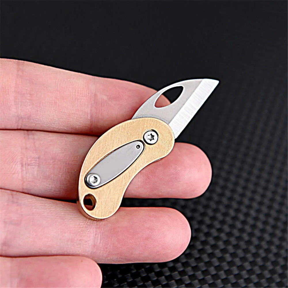 Mini Box Cutter Keychain Knife: Compact Brass Folding Utility Knife For ...