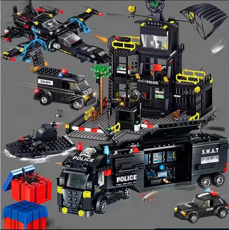 SWAT Military City Model Set With Police Station, Prison Car, Policeman ...