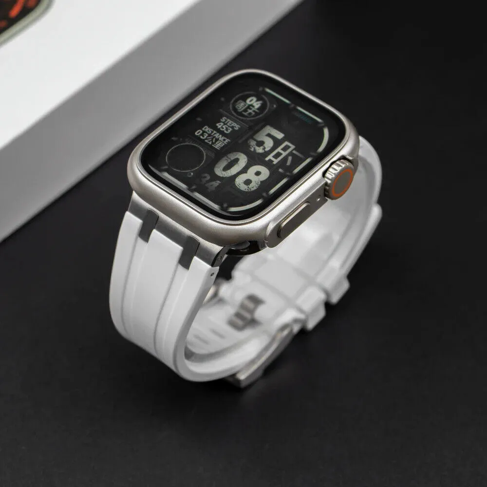 Apple Watch Mod Kit: Glass Case & Silicone Strap for Series 9/8/7/6/5/4 ...