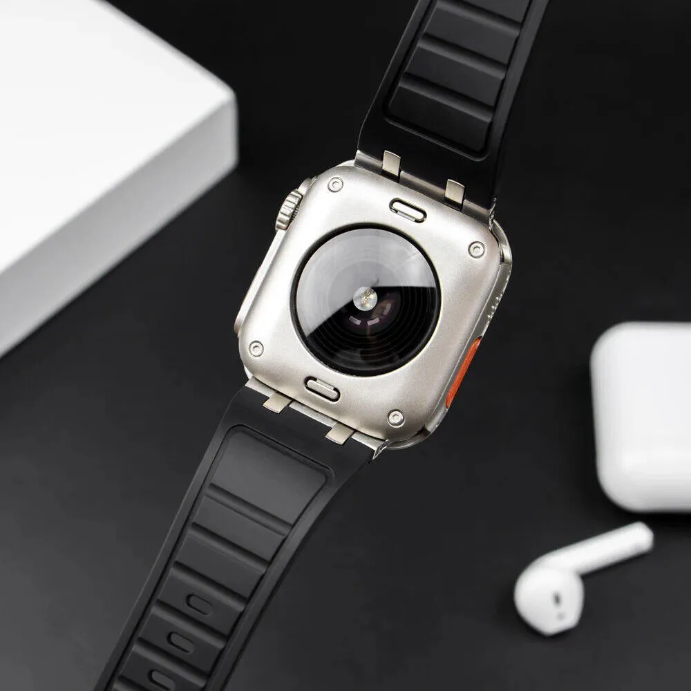 Apple Watch Mod Kit: Glass Case & Silicone Strap for Series 9/8/7/6/5/4 ...