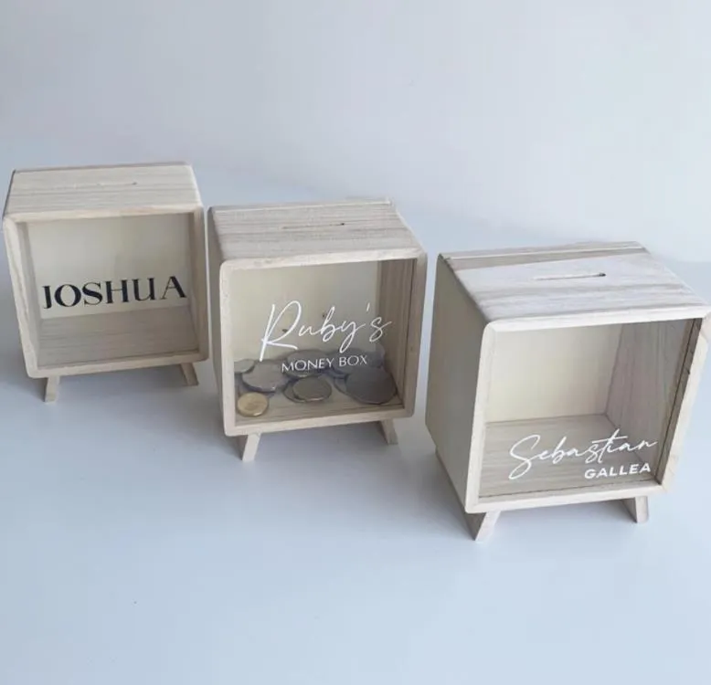 DIY Wooden Coin Banks Shadow Box Wood Money Piggy Bank Frame For Cash ...