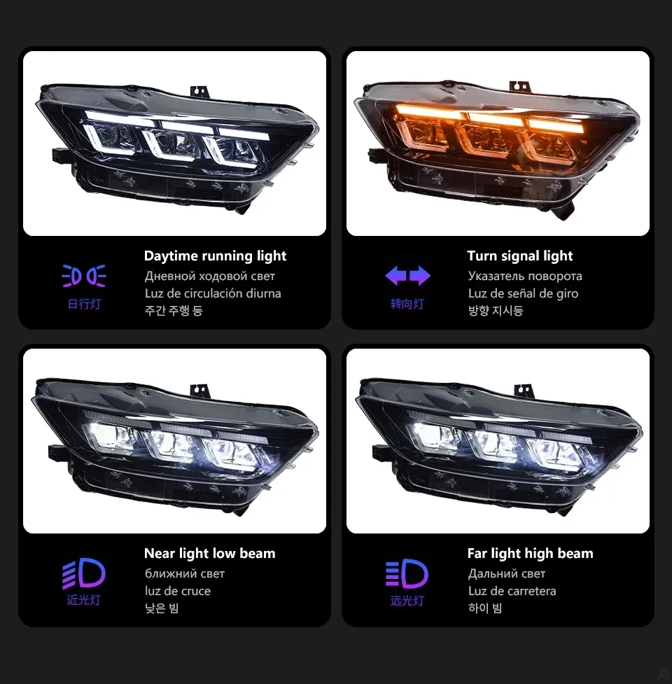 Ensemble De Phares Avant De Voiture Pour Ford Mustang 2015 LED DRL Avec ...