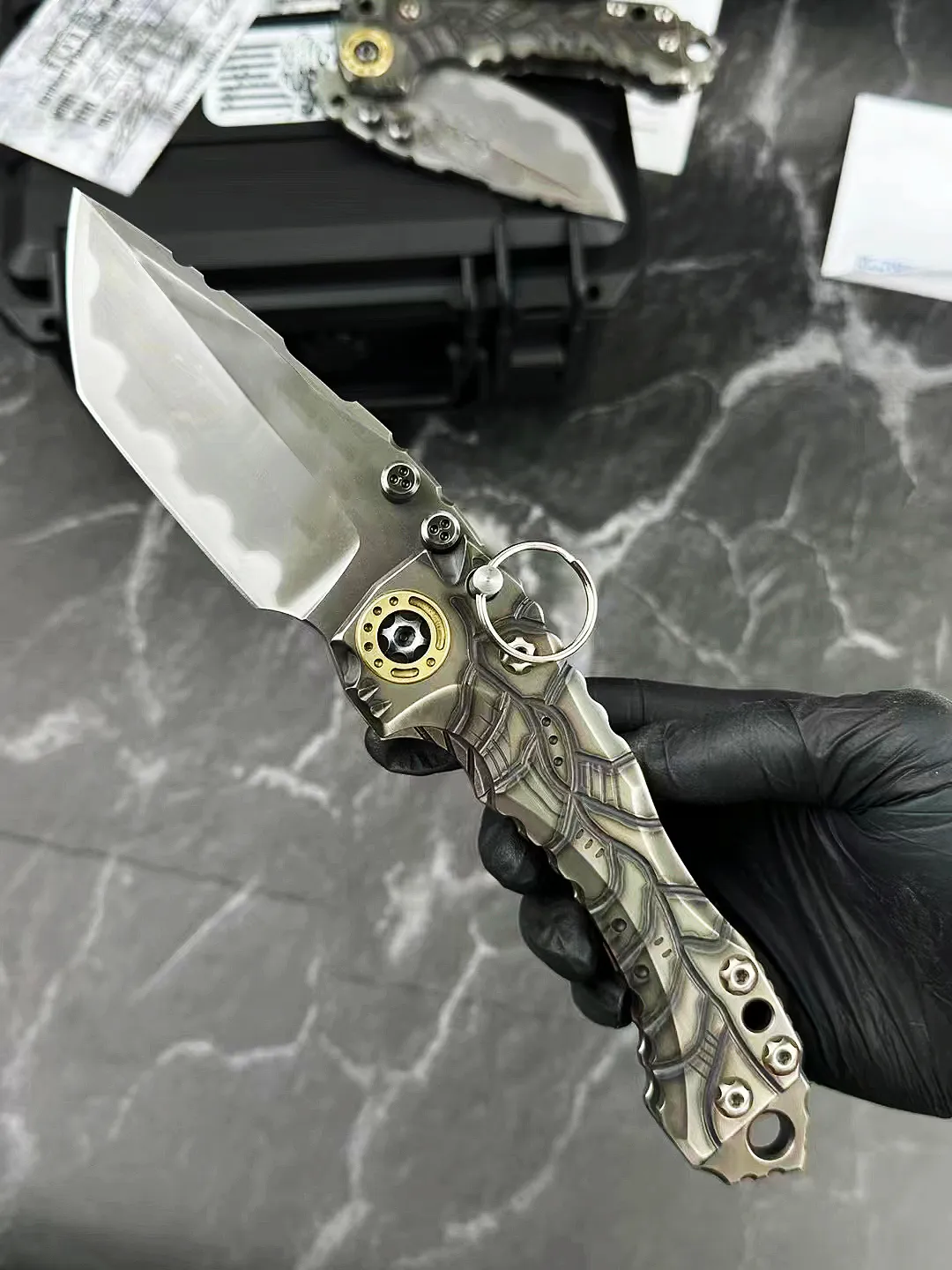 MBB T1 Tactical Folding Knife Z Wear Steel, Titanium Handle, Stone Wash ...