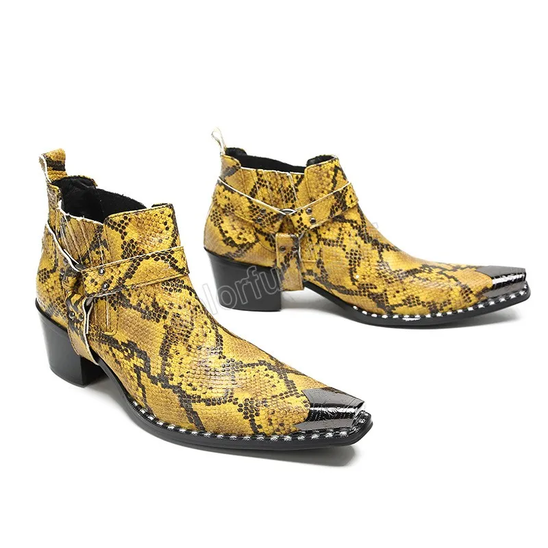 Hombre Fashion Formal Dress Shoes Snake Print Party Club Short Boots ...