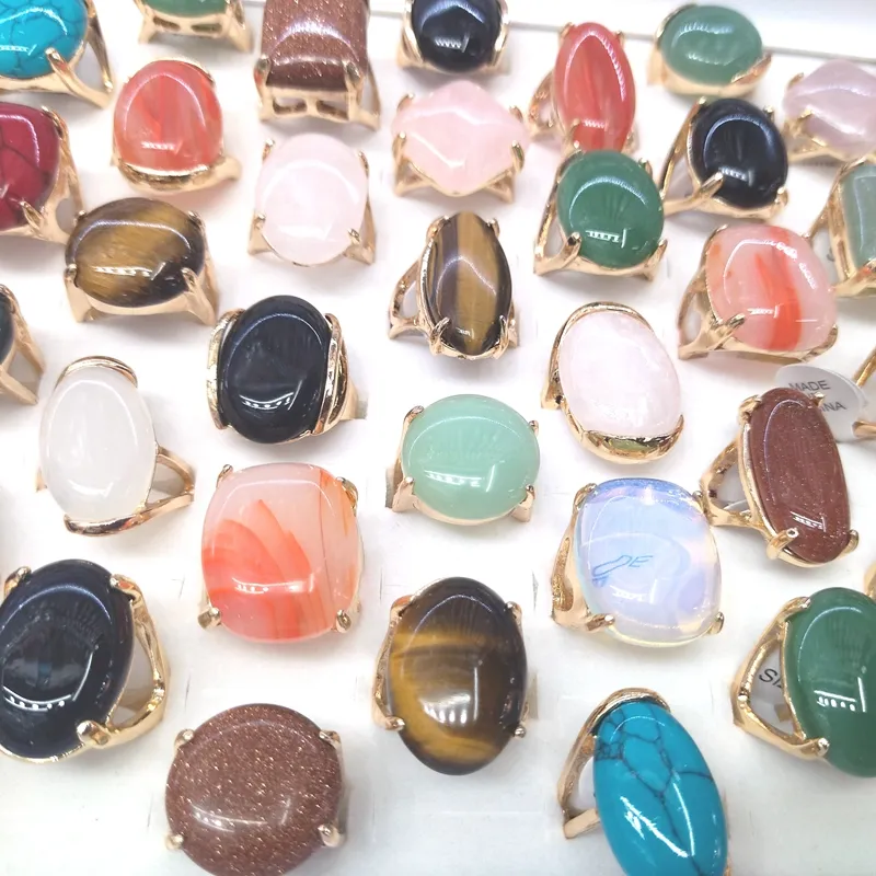 Gold Plated Natural Semi Precious Stone Stone Rings For Women With ...