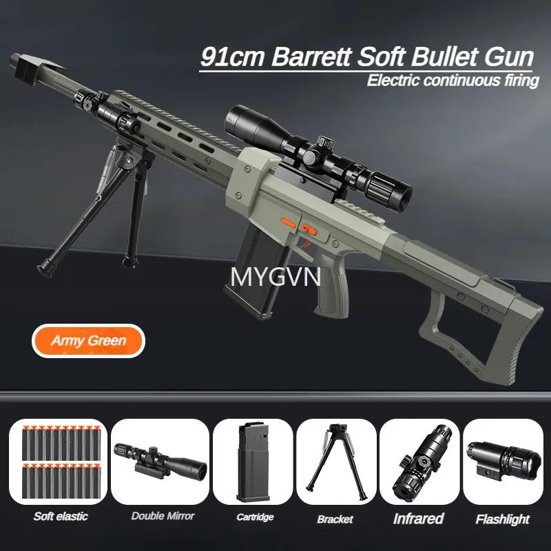 Barrett Electric Burst Sniper Rifle Toy Guns Soft Bullet Shooting Heat ...