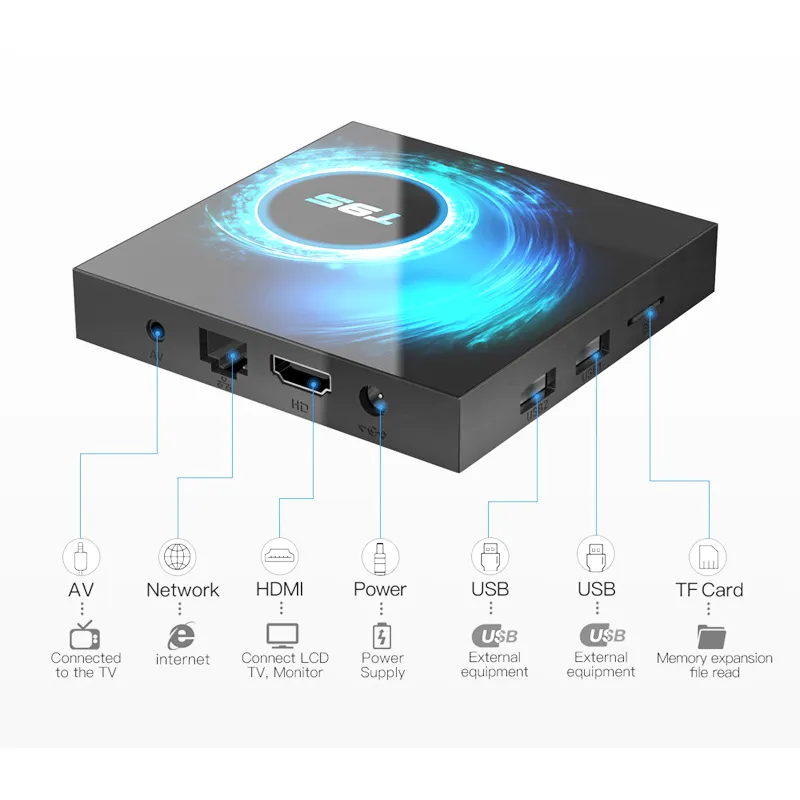 T95 Smart TV Box Android 10 4K 6K 4G 32GB 64GB 2.4G 5G WiFi Bluetooth 5 ...