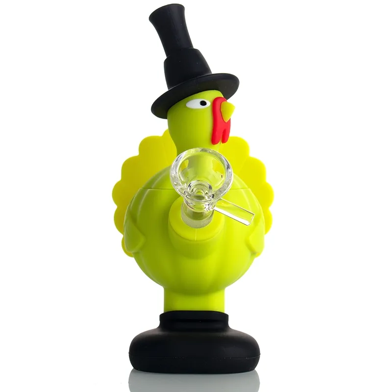 Silicone Rooster Shape 6.6inch Bong Hookahs Burner Water Pipe With 14mm ...