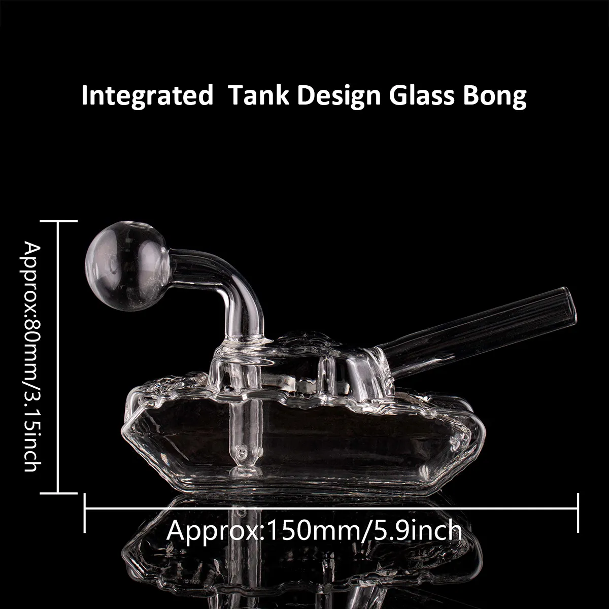 Mini Tank Design Glass Bong With Curved Oil Burner Pipe And Downstem ...