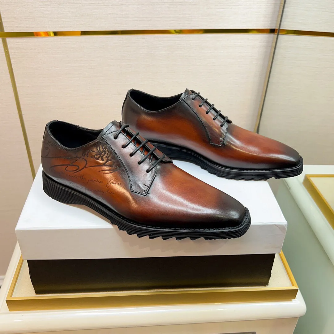Handmade Italian Berluti Alessandro Galet Scritto Leather Handmade Italian Berluti Alessandro Galet Scritto Leather