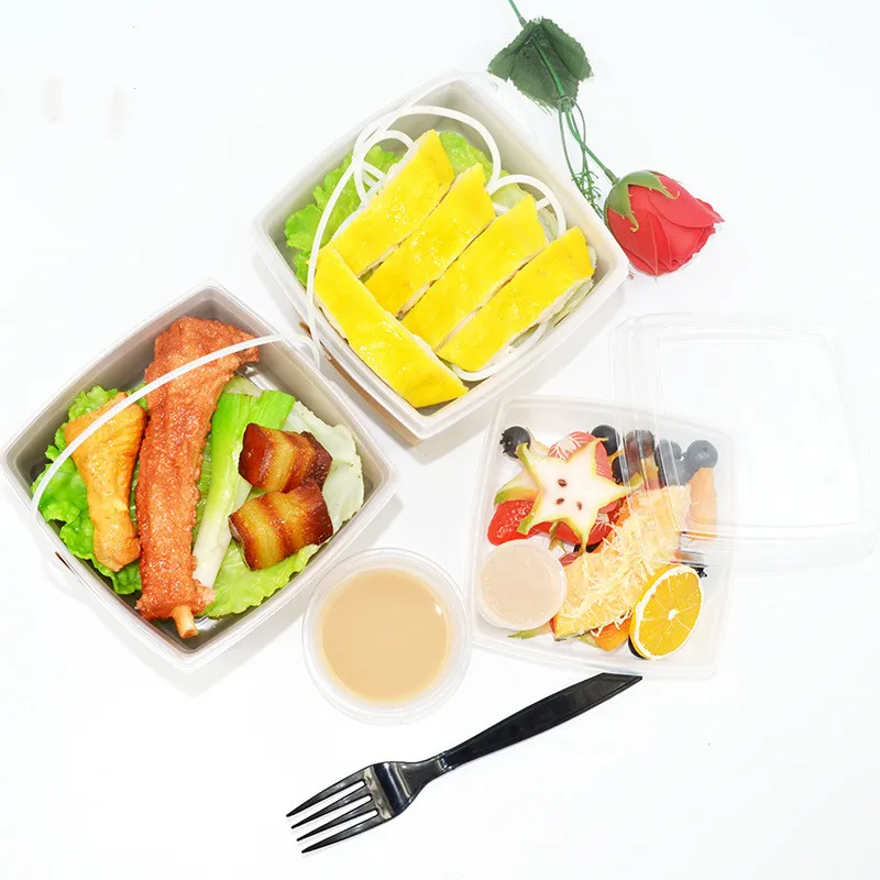 Disposable Kraft Paper Lunch Boxes With Handle Oil Proof Takeout Snack ...