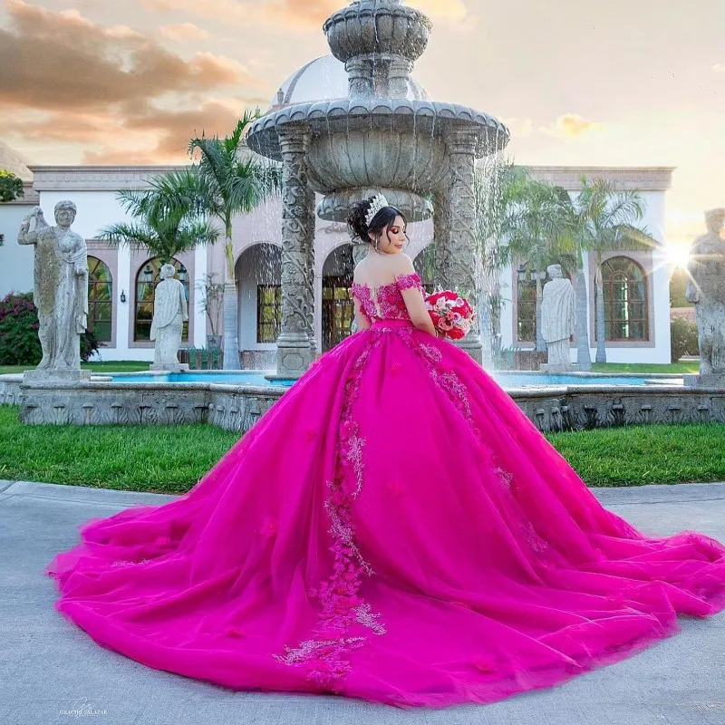 Off-Shoulder Rose Red Princess Ball gowns for women with Dflowers ...