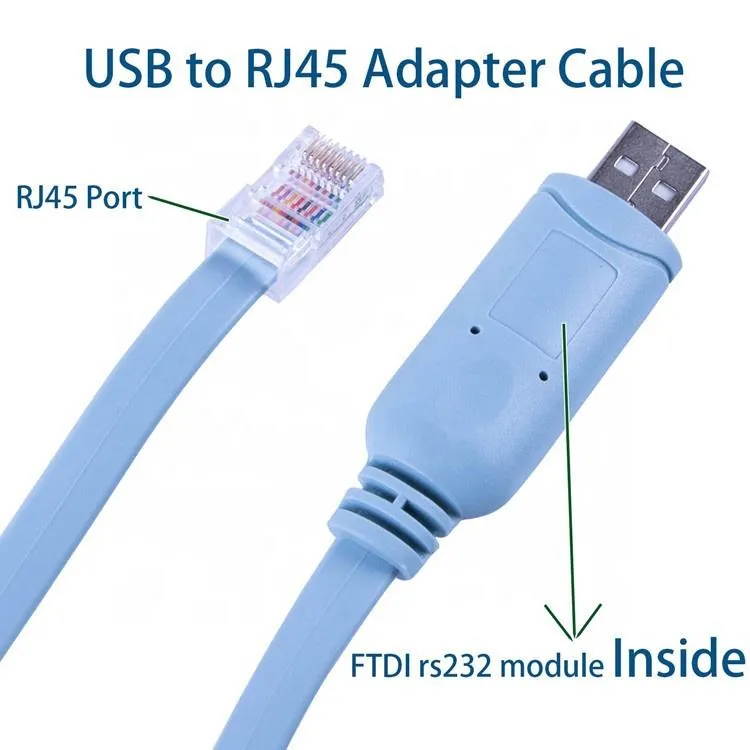 Adaptador De Consola USB Serie A RJ45 RS232 A USB FTDI Chip Cable De Consola USB Adecuado Para ...