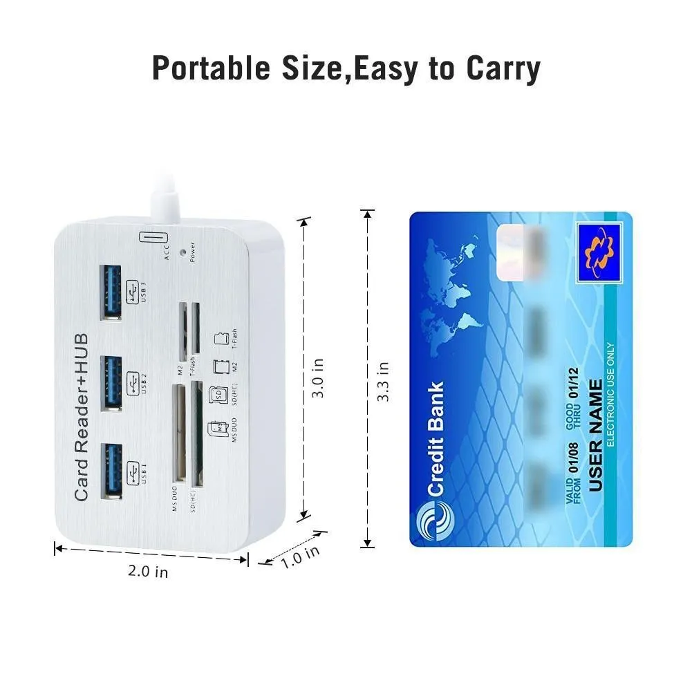 Type C Micro SD Card Reader To 3 Port USB 3.0 Hub With Multi Card ...