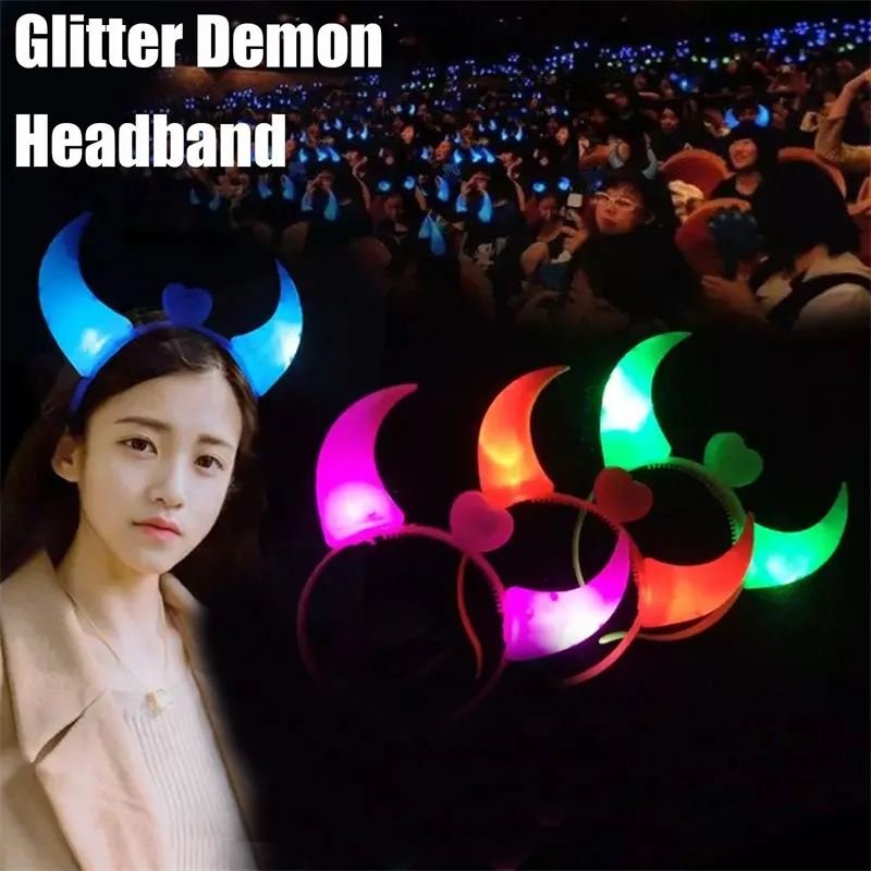 LED Devil Horn Headband For Festive Mushroom Decor, Christmas, Weddings ...