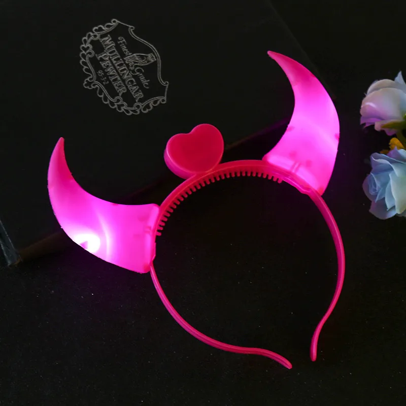 LED Devil Horn Headband For Festive Mushroom Decor, Christmas, Weddings ...