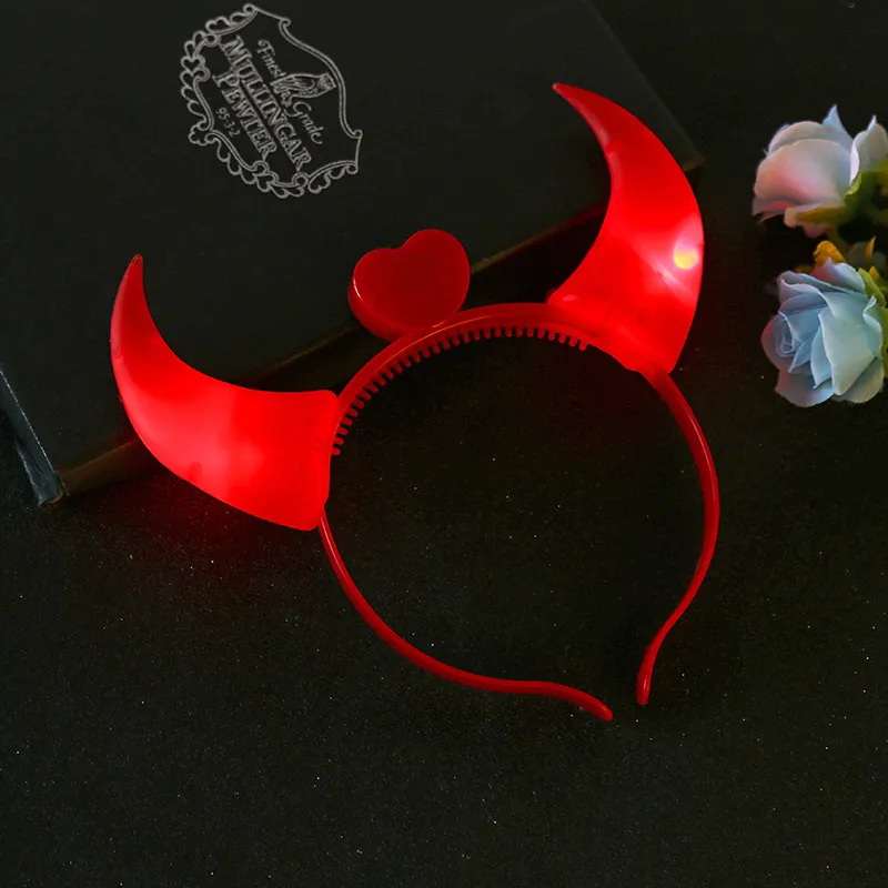LED Devil Horn Headband For Festive Mushroom Decor, Christmas, Weddings ...