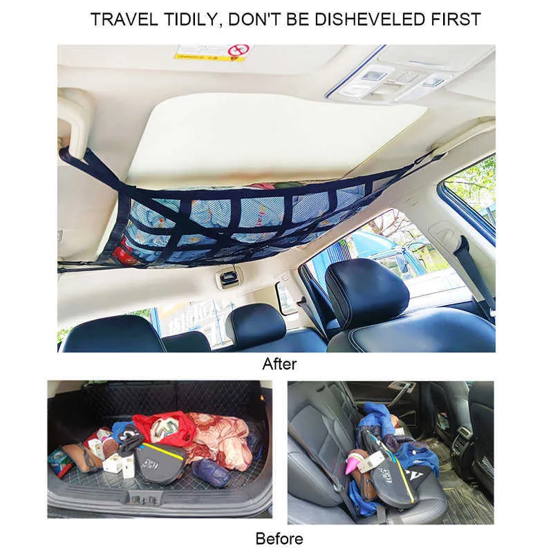 New Car Ceiling Cargo Nets Strong Load Bearing Roof Storage Organizer ...