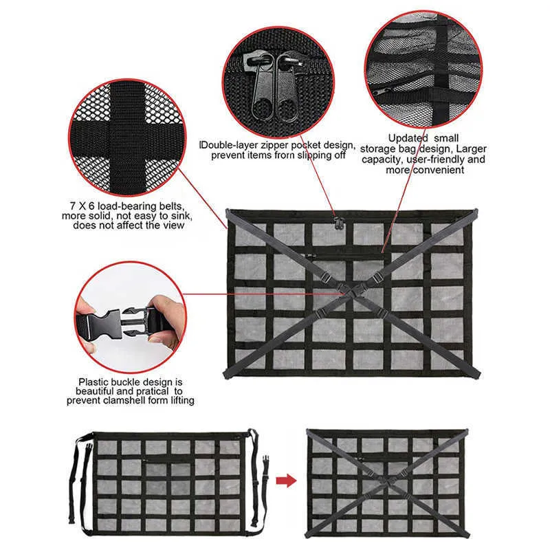 New Car Ceiling Cargo Nets Strong Load Bearing Roof Storage Organizer ...