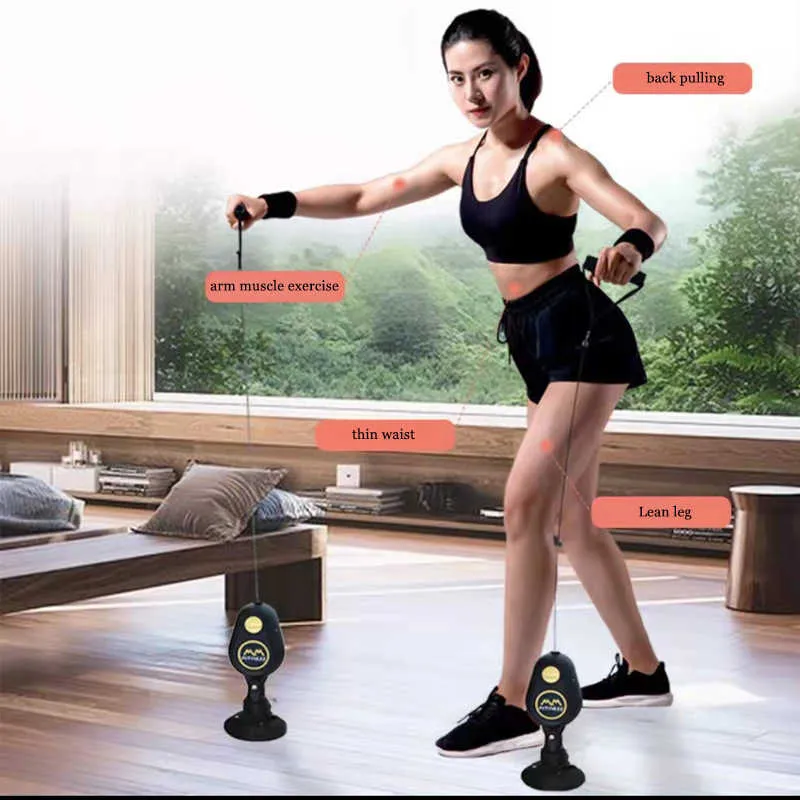 Purple Resistance Bands Pull Rope Trainer With Suction Cups Portable ...