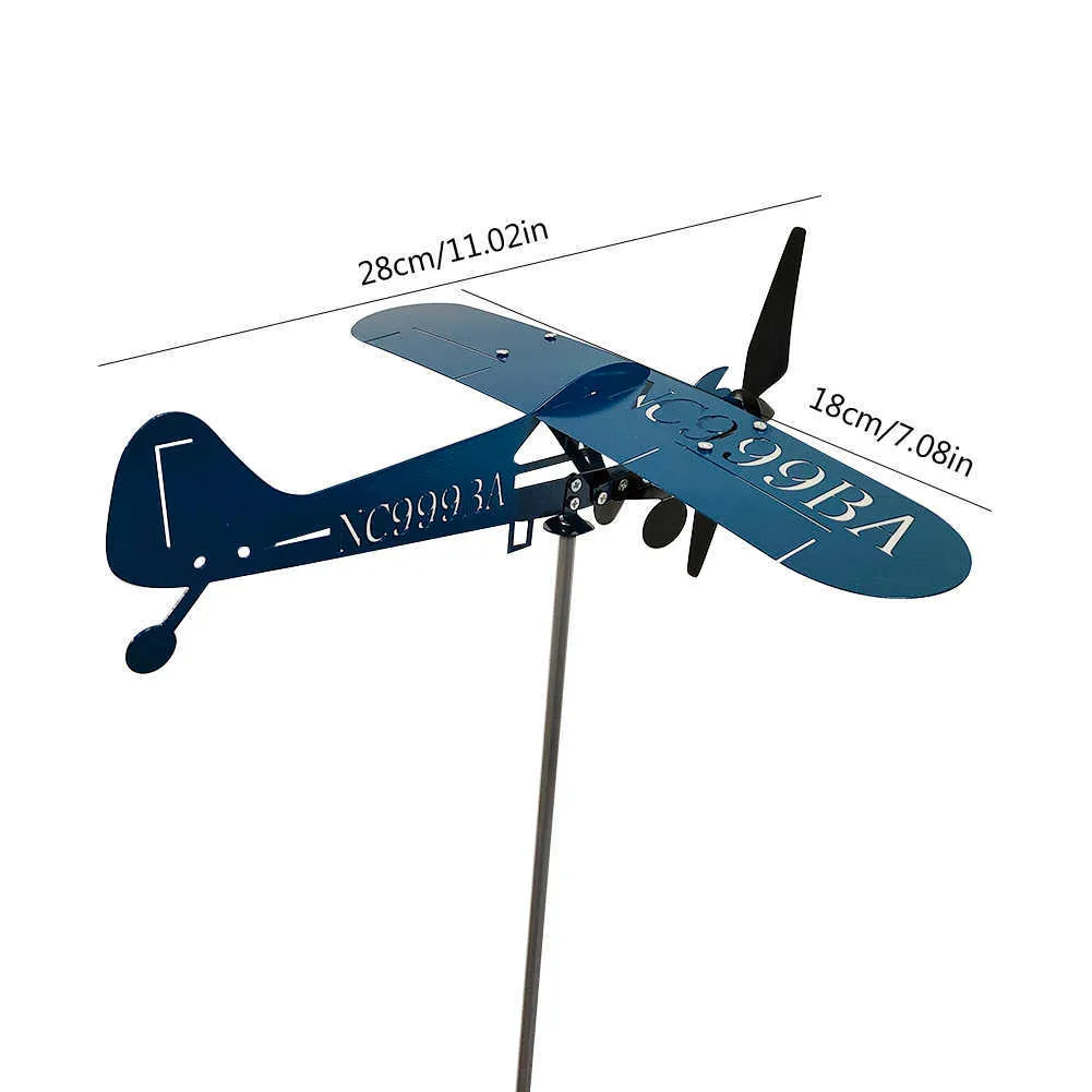 3D Airplane Wind Spinner Plane Metal Airplane Weather Vane Outdoor Roof ...