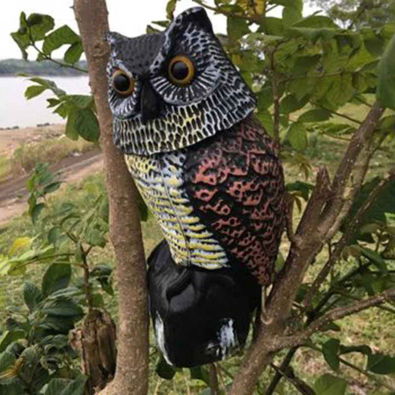 Owl Prowler Outdoor Bird Scarer Rotating Head Plastic Owl Decoy Pest ...