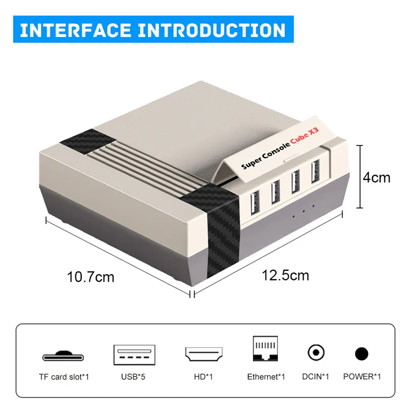 Super Console Cube X3 Retro Game Console 70000+Games Support PSP/PS1/DC/N64/SS/MAME 8K Output TV ...