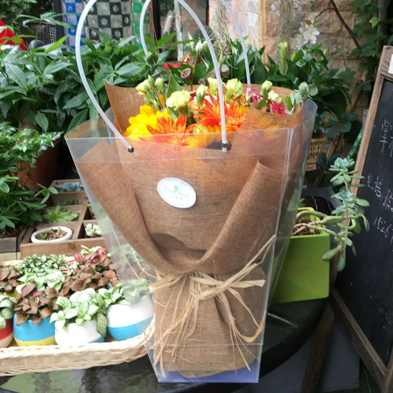 Flower Packing Box Bouquet Wrap PVC Plastic Gift Bag For Wedding Party ...
