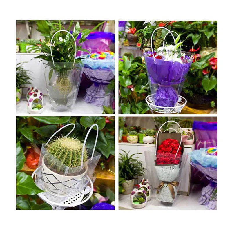 Flower Packing Box Bouquet Wrap PVC Plastic Gift Bag For Wedding Party ...