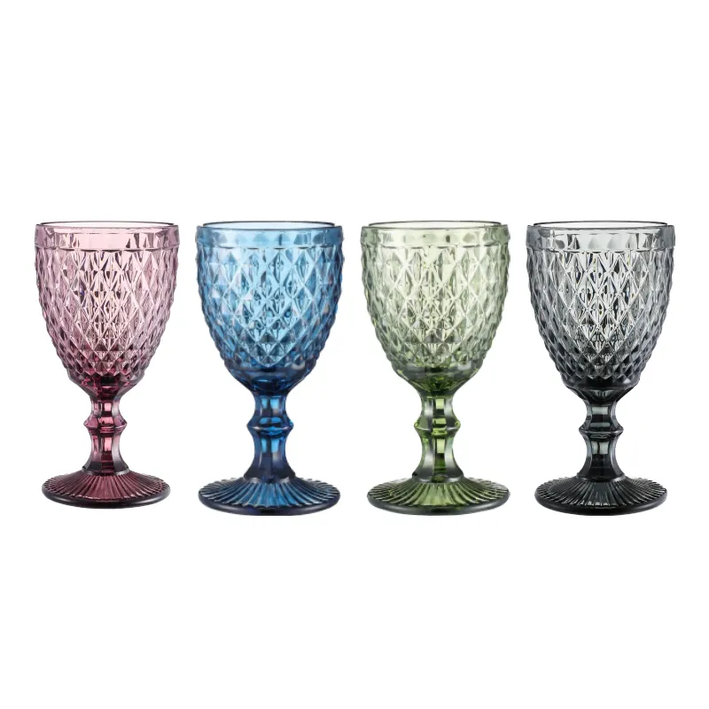 Wine Glasses Cup Colored Glass Goblet 240ml Vintage Pattern Embossed Romantic Drinkware 4 Kinds Style For Party Wedding Birthday Holiday From 1 54 DHgate