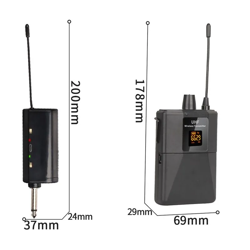 Uhf Wireless Headset Microphone With Transmitter Receiver Led Digital ...