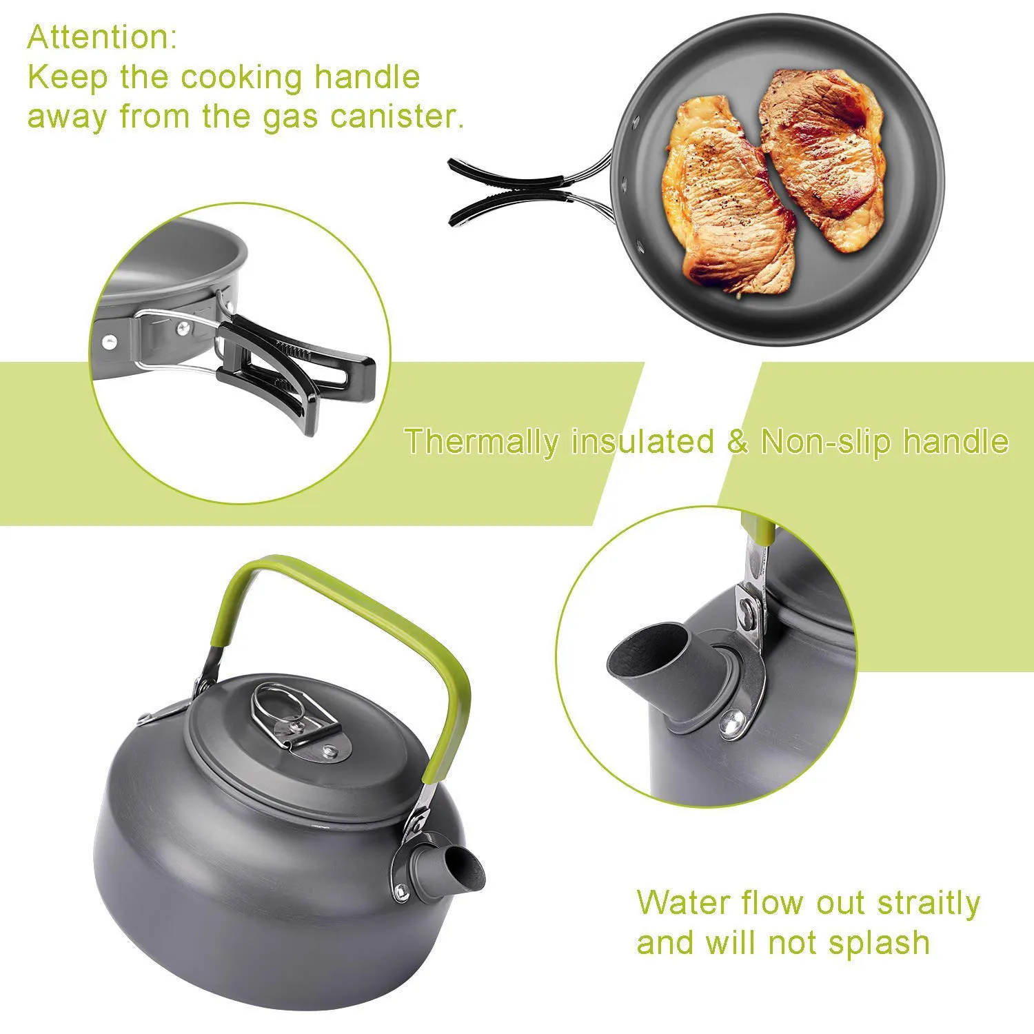 Portable Camping Cookware Set - Outdoor Teapot, Tableware Combo ...