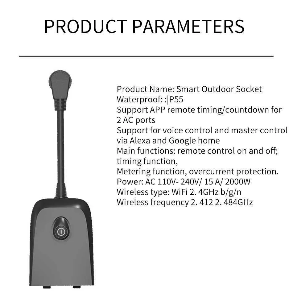 DHgate.com:2024 Smart Outdoor Power Socket, IP55 Waterproof US Standard ...
