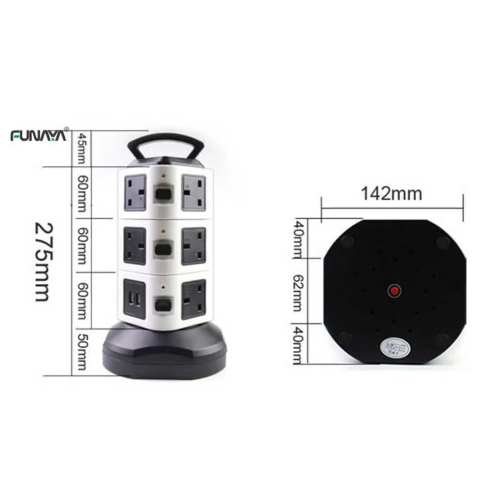 Powrui Smart Power Strip Tower Table Sockets Smart 2 4 Usb Type C UK/US ...