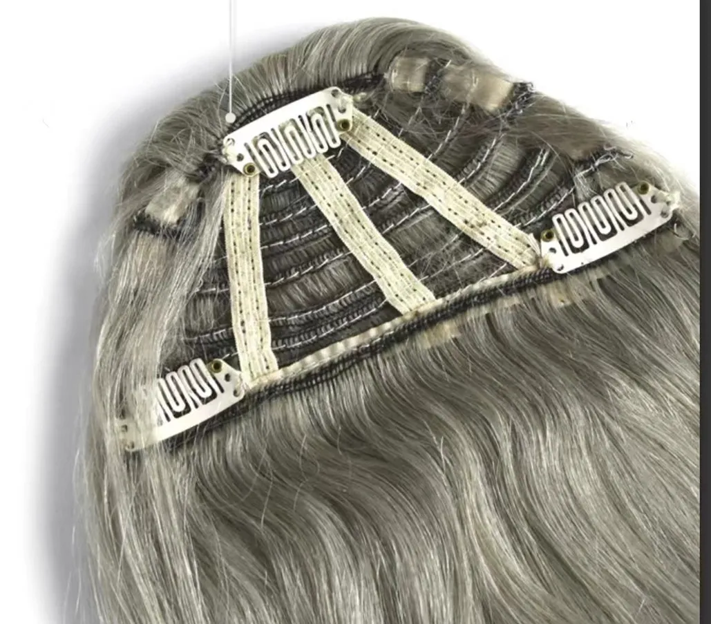 Young Fashionable Silve Clip In Grey Hair Fringe Bang Human Hair ...