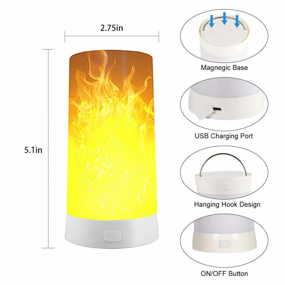 Simulated Flame Effect Light - USB LED Night Light - Realistic Fire ...