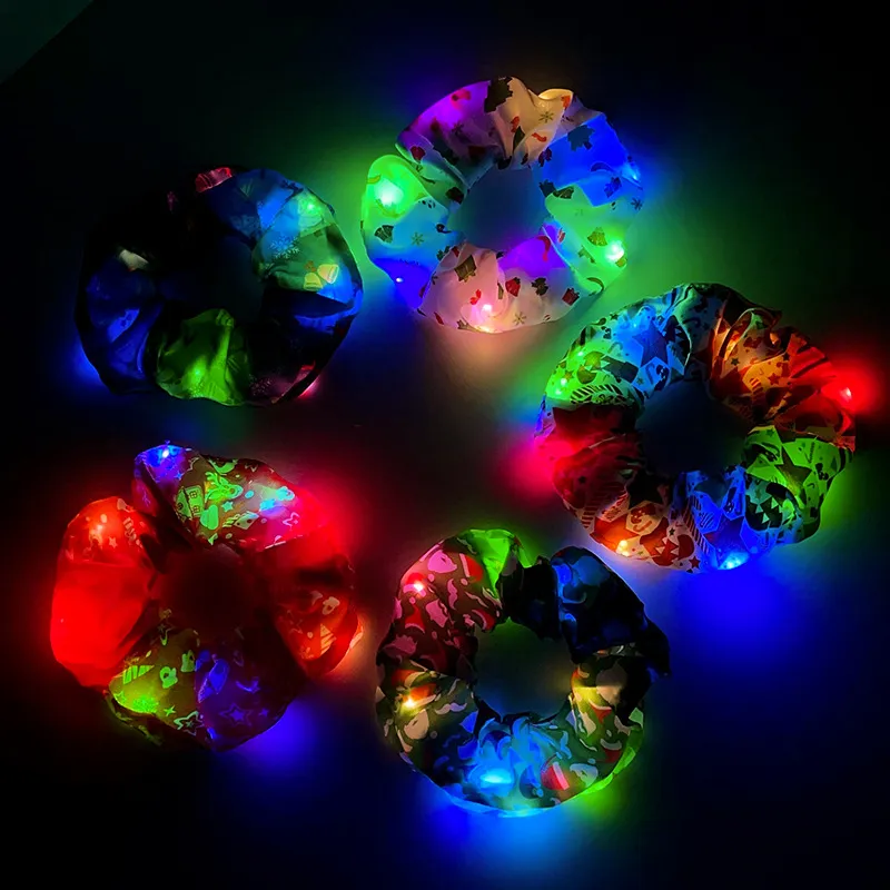 LED Luminescent Large Imported Hair Scrunchies Loop Tightening ...