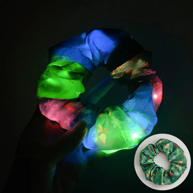 LED Luminescent Large Imported Hair Scrunchies Loop Tightening ...
