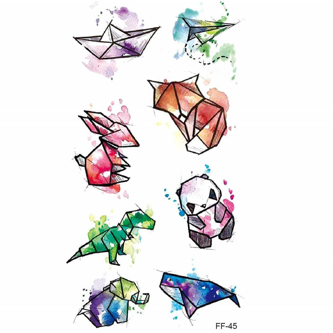 Waterproof Panda Wind Chimes Temporary Needle Tattoos Sticker With Lace ...